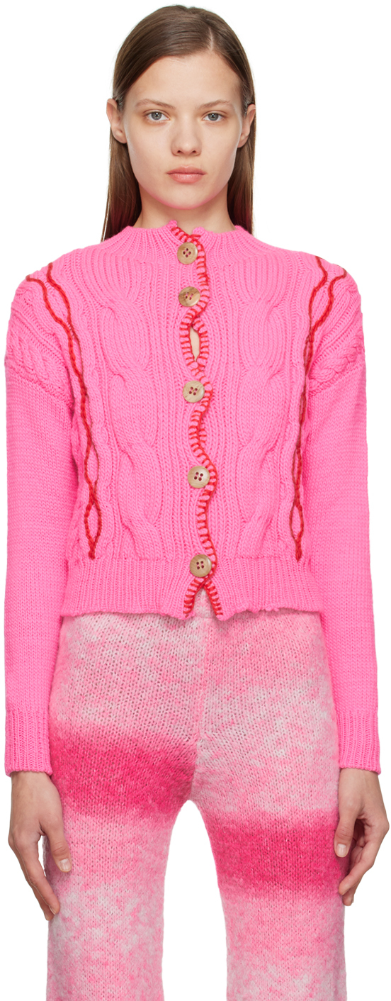 Tach: Pink Jackie Cardigan | SSENSE Canada