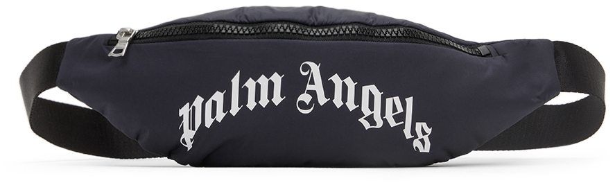 Kids Navy Curved Logo Fanny Pack by Palm Angels | SSENSE