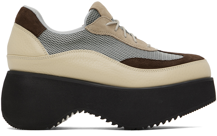 Theopen Product Beige And Brown Platform Sneakers Ssense