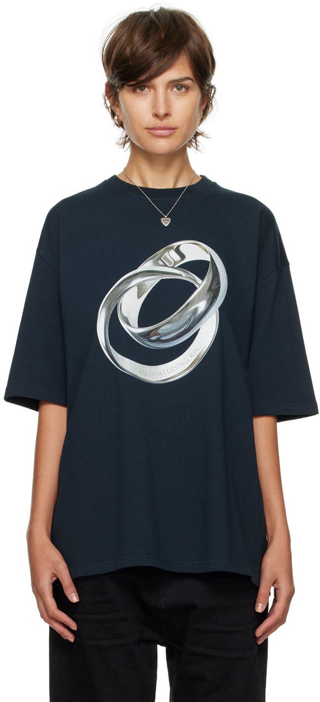 lesugiatelier: Navy Wedding Ring T-Shirt | SSENSE UK