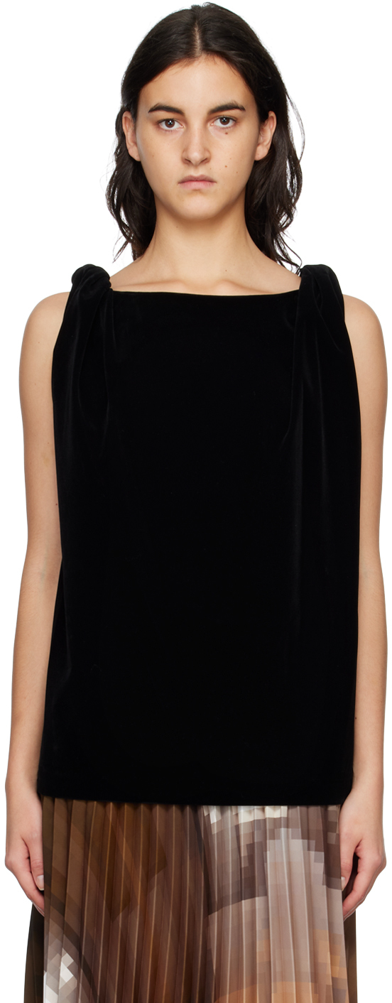 GIA STUDIOS: Black Twisted Tank Top | SSENSE Canada