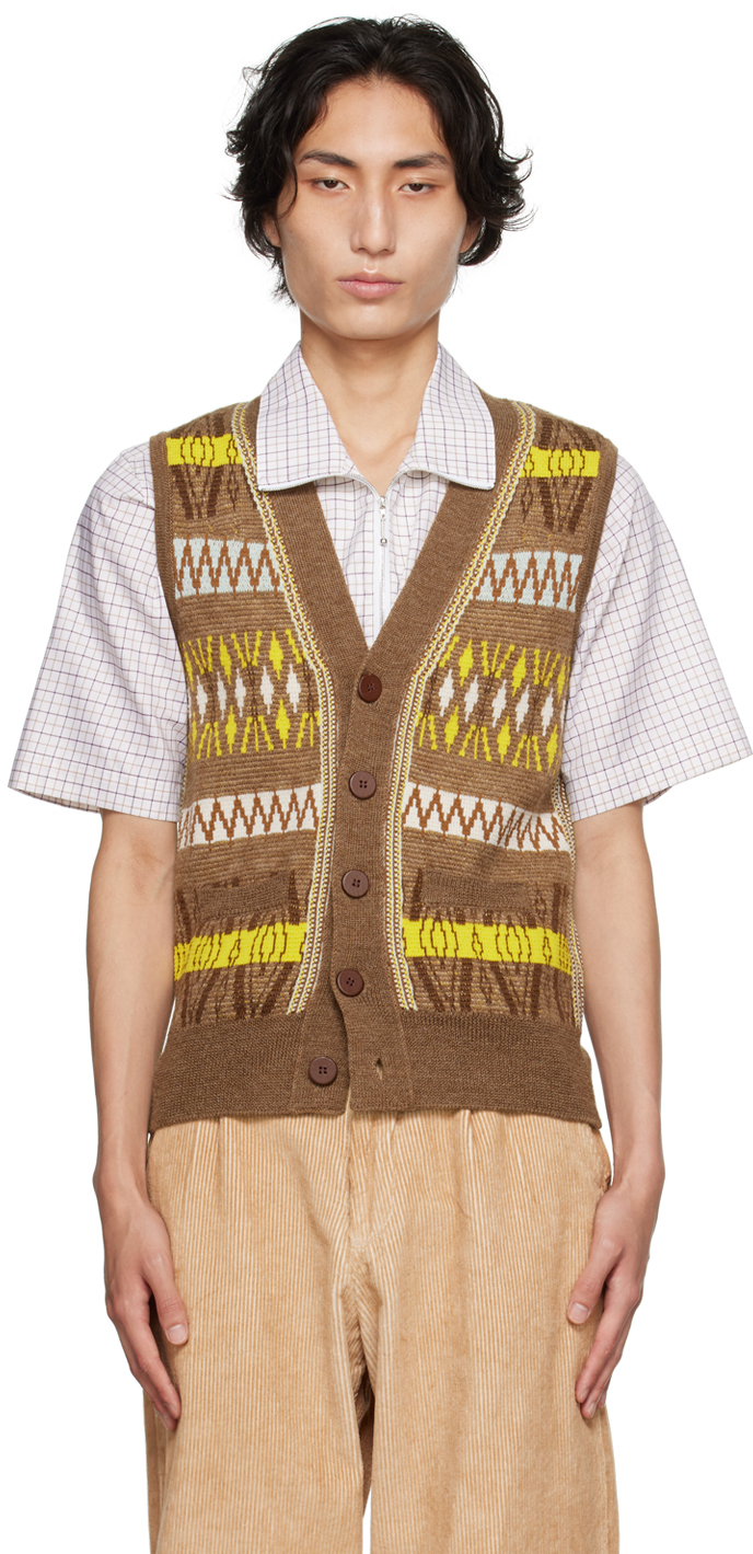 Brown Freedom Vest by Wales Bonner on Sale