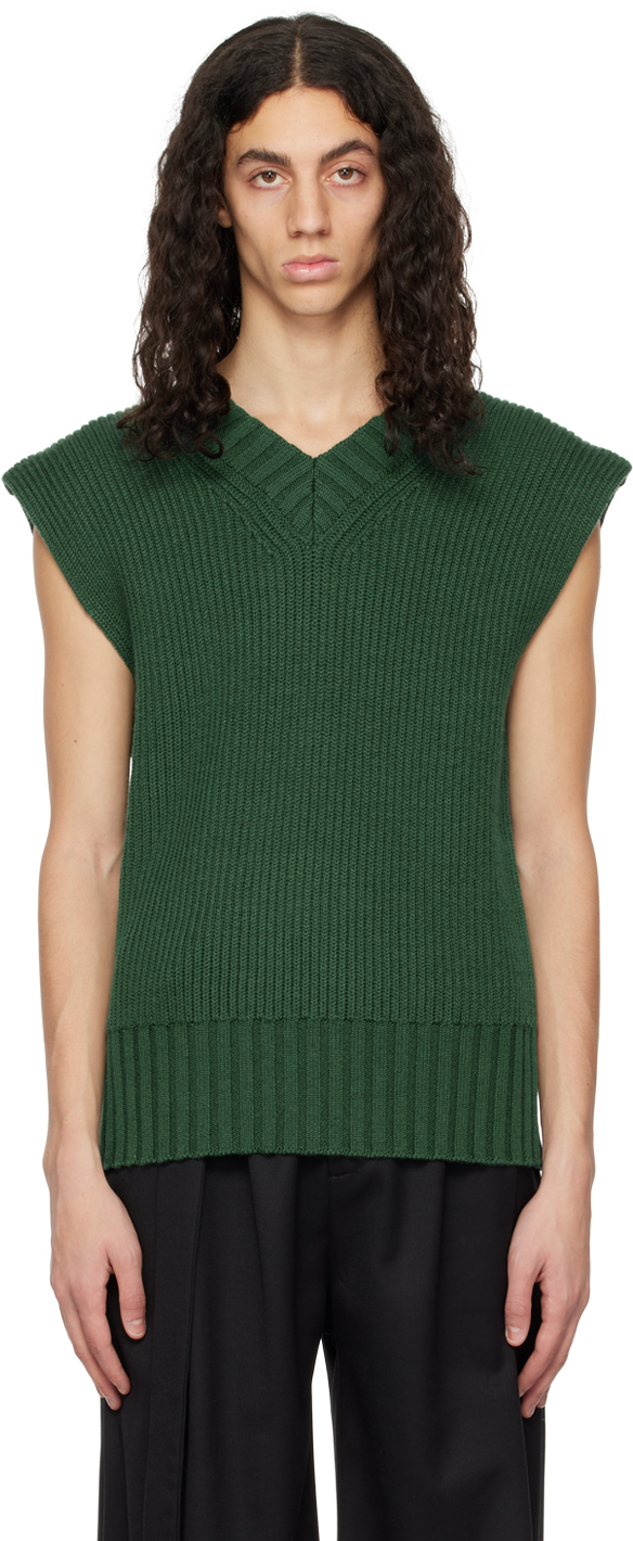 ANDREĀDAMO: Green Layered Back Vest | SSENSE