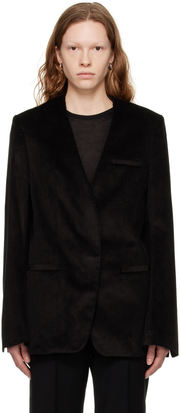 Black Collarless Blazer by Totême on Sale