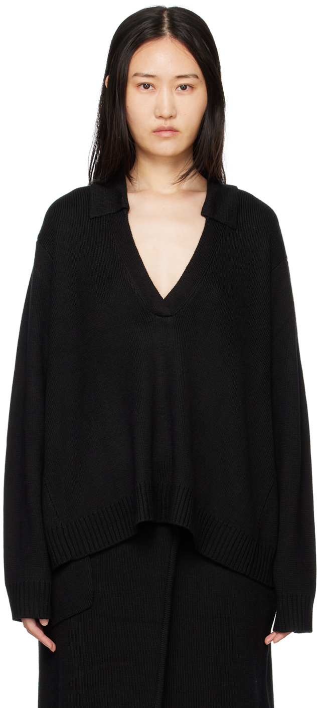 Subtle Le Nguyen: Black Spread Collar Polo | SSENSE UK