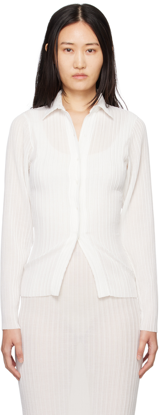 White Plissé Tube Shirt by Subtle Le Nguyen on Sale