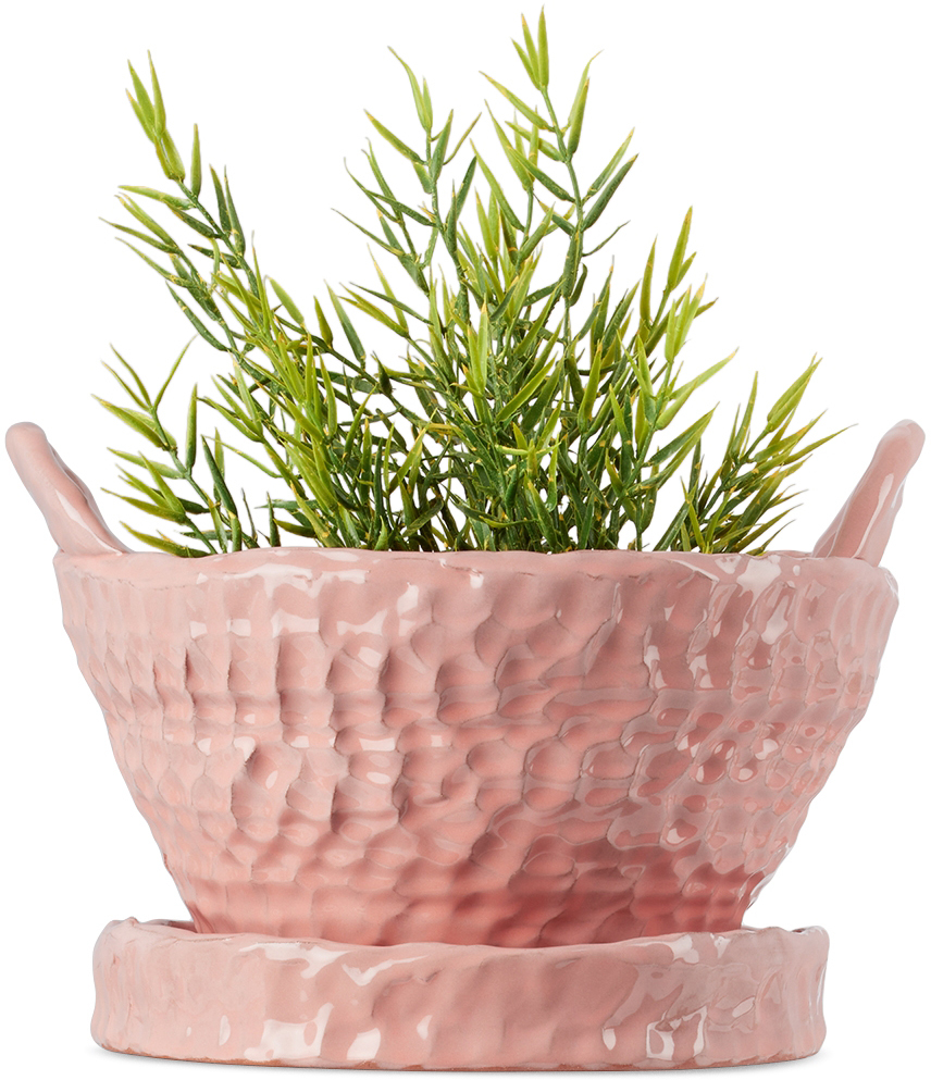 Pink Basket Planter by GERSTLEY on Sale