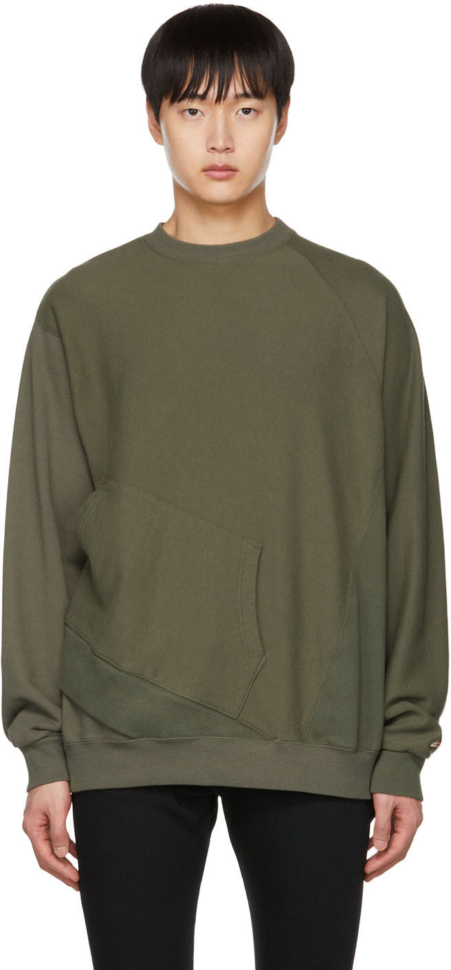 Khaki Asymmetric Sweatshirt by Undercoverism on Sale