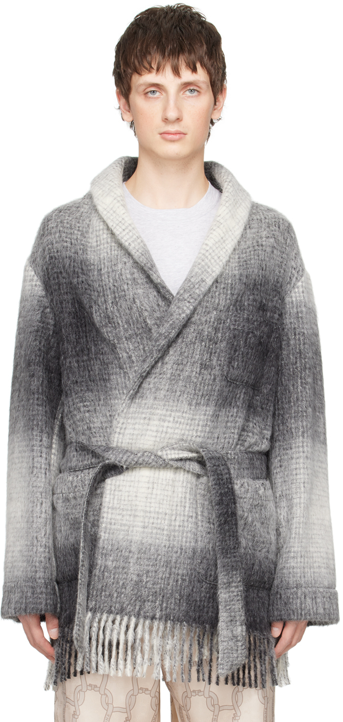 Gray Fringe Robe by Agnona on Sale