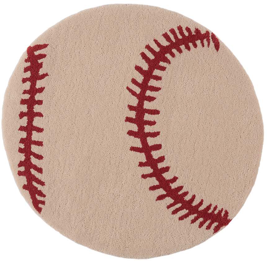 SSENSE Exclusive Red & Beige Baseball Rug by Rashelle on Sale