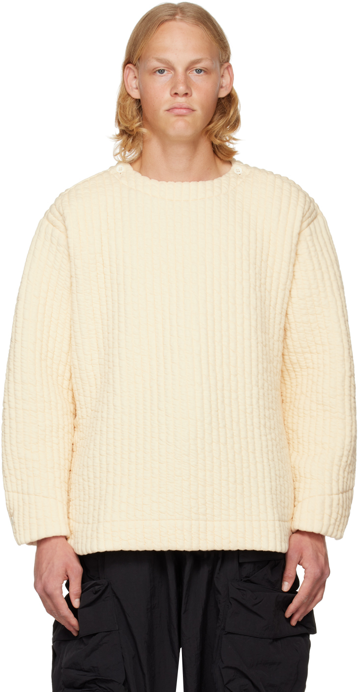 Off-White Quilted Sweater by CCP on Sale
