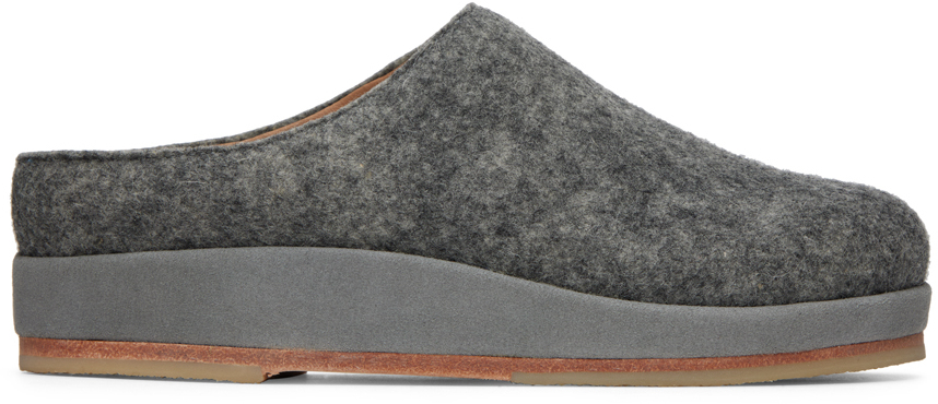 Gray Felt Contour Mules by Lauren Manoogian on Sale