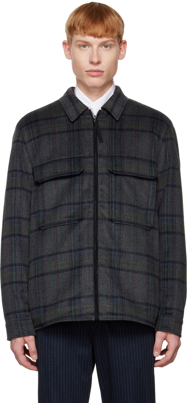 Vince: Gray Check Jacket | SSENSE Canada