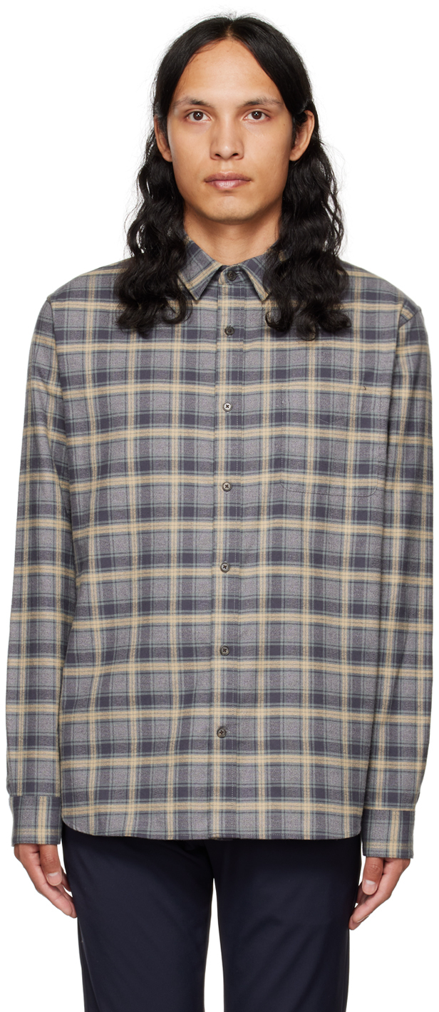 Vince: Gray Willow Plaid Shirt | SSENSE UK