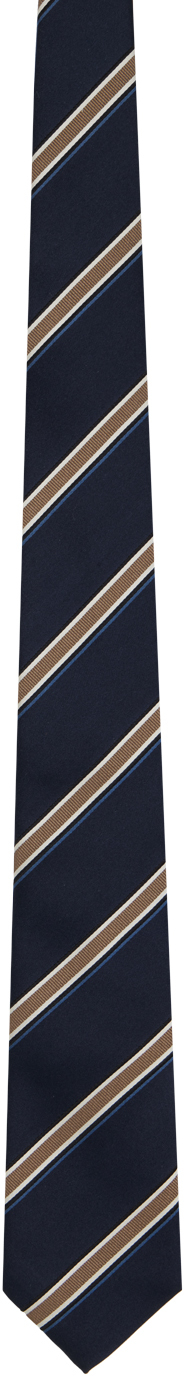 Brunello Cucinelli: Navy Striped Tie | SSENSE UK