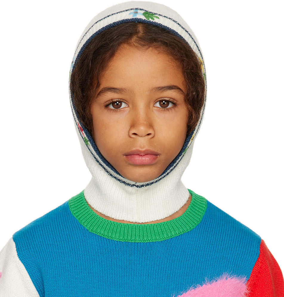 Kids White Flowers Balaclava by Fish & Kids on Sale