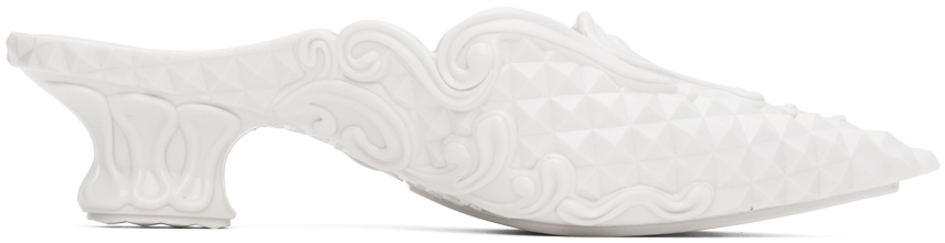 Y/Project: Mules pointues Melissa blanches édition Melissa | SSENSE France