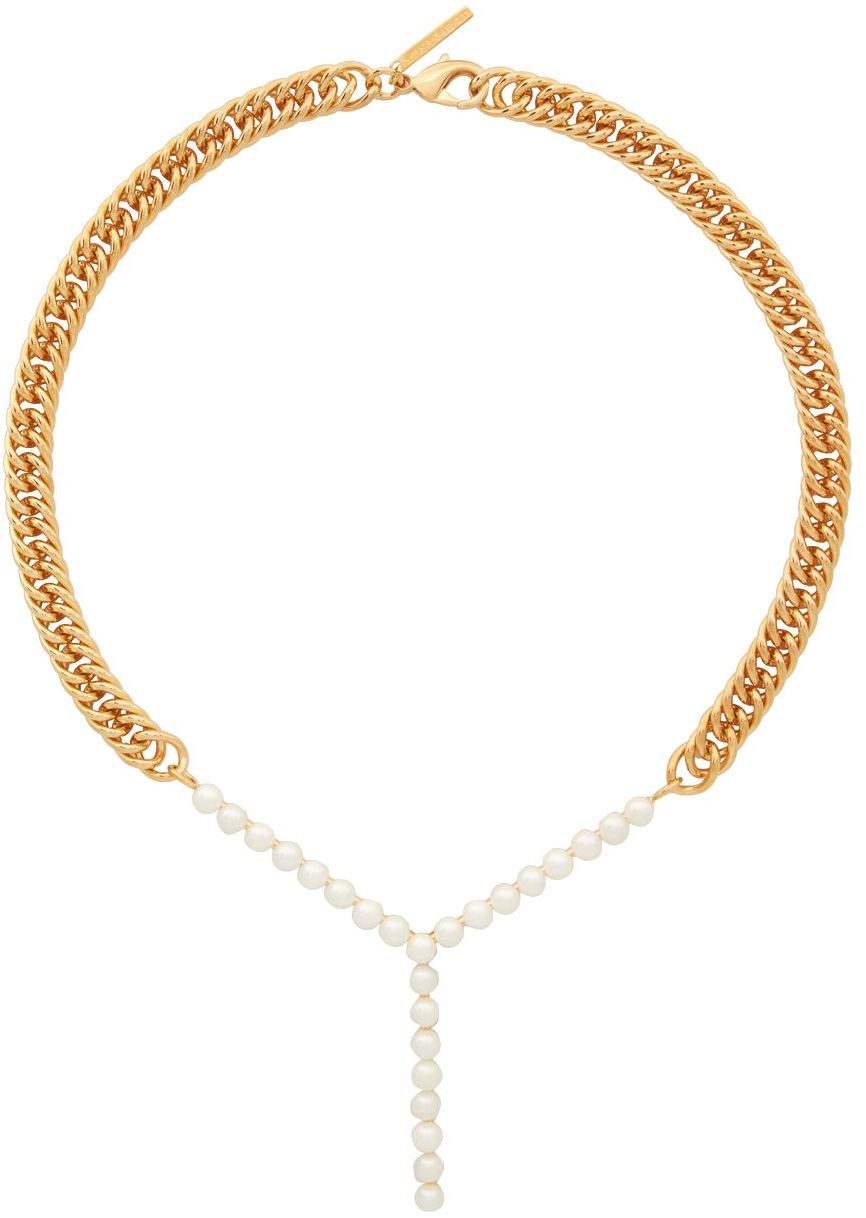Y/project Gold Maxi Necklace In Gold / Pearl | ModeSens