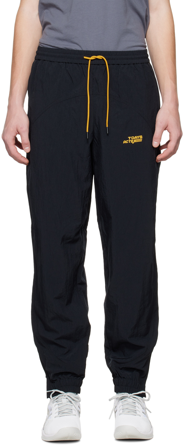 7 Days Active: 黑色拼接运动裤 | SSENSE