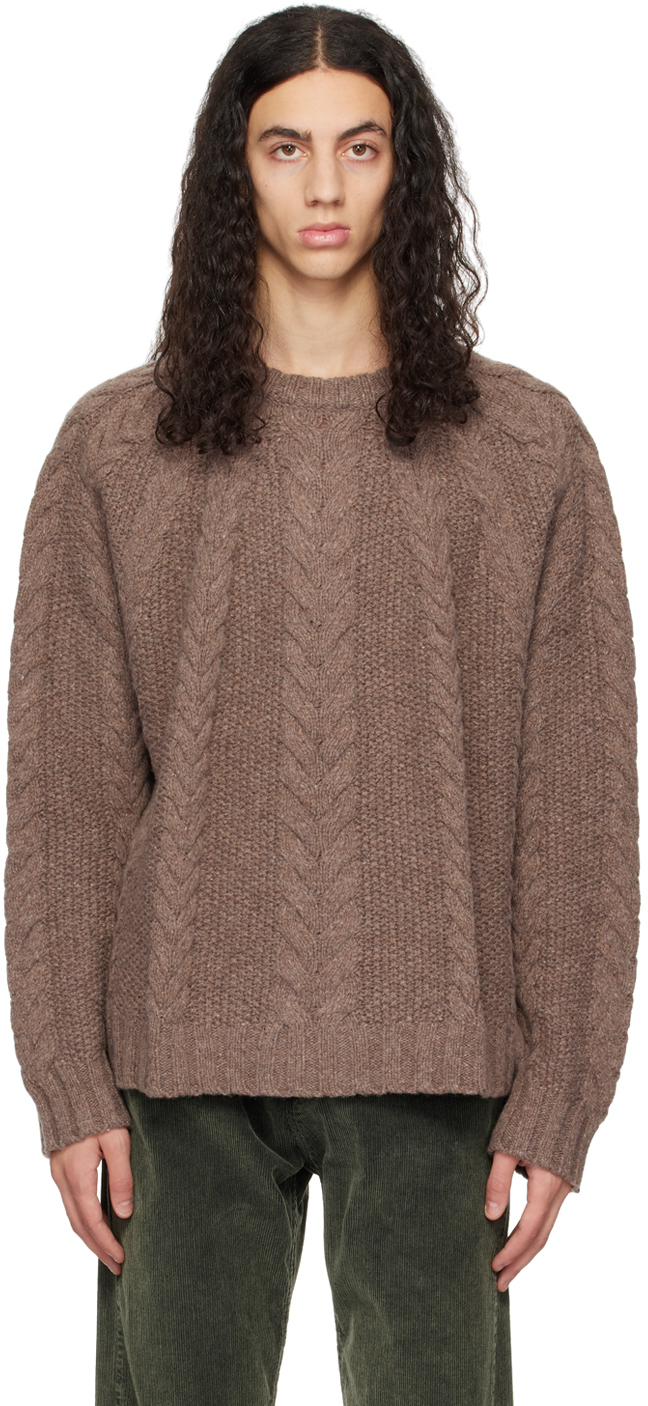 HOPE: Brown Cable Sweater | SSENSE Canada