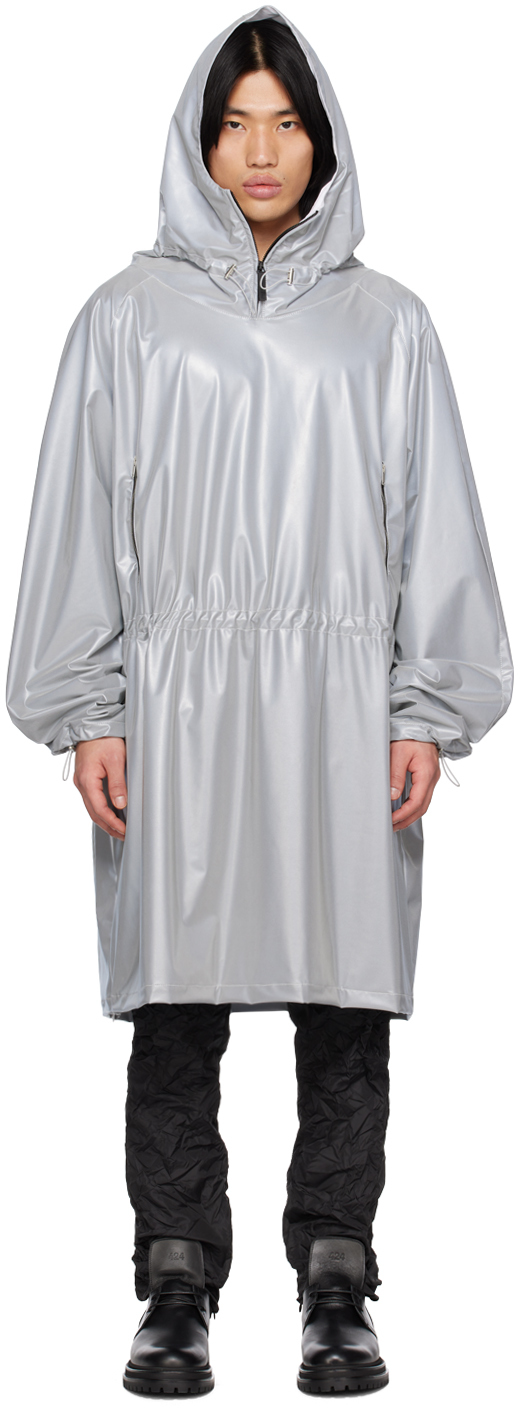 Silver Iridescent Coat by 424 on Sale