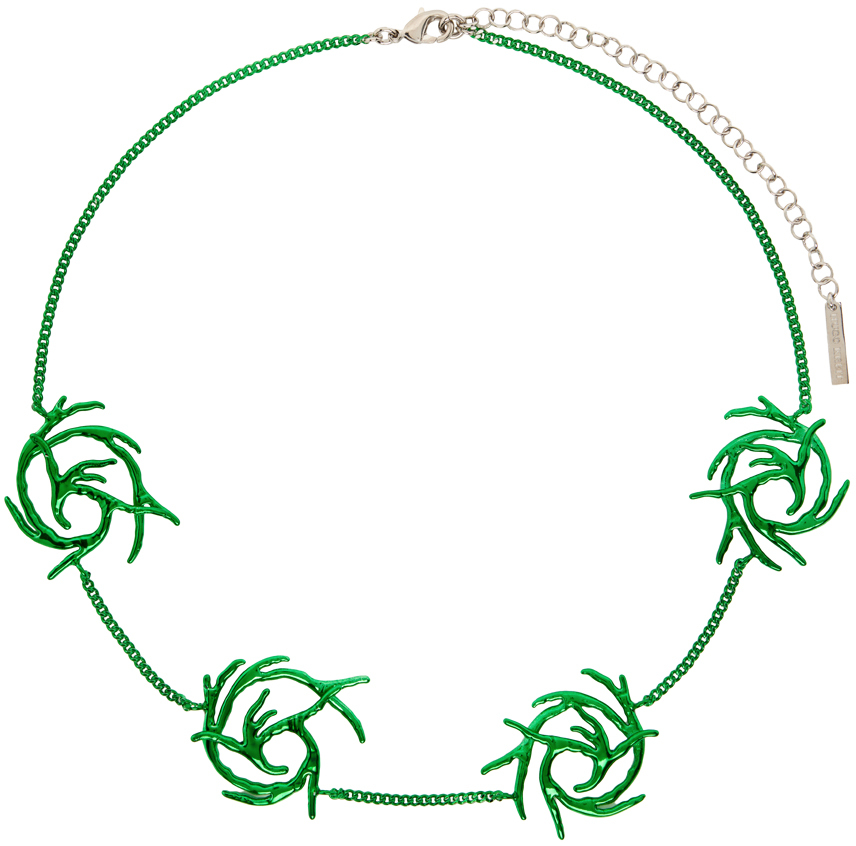 HUGO KREIT: SSENSE Exclusive Green Mini Coral Twist Necklace | SSENSE