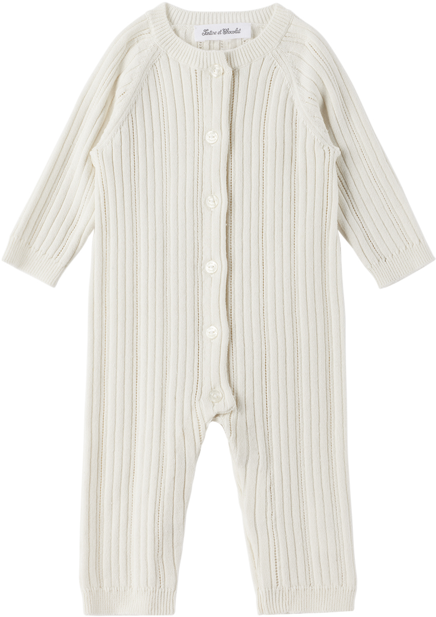 Baby Off-White Buttoned Jumpsuit by Tartine et Chocolat on Sale