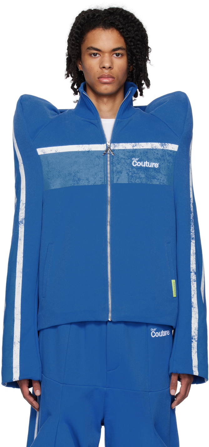 ANONYMOUS CLUB: Blue Striped Sweater | SSENSE UK