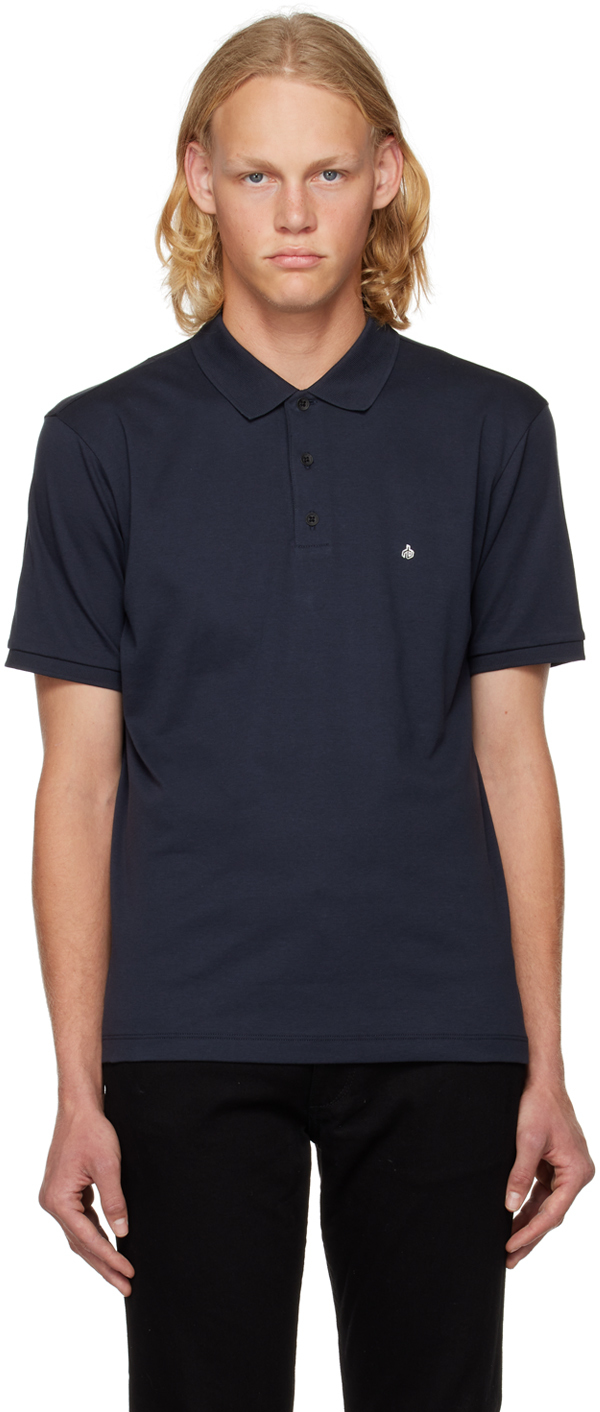 rag & bone: Navy Interlock Polo | SSENSE Canada
