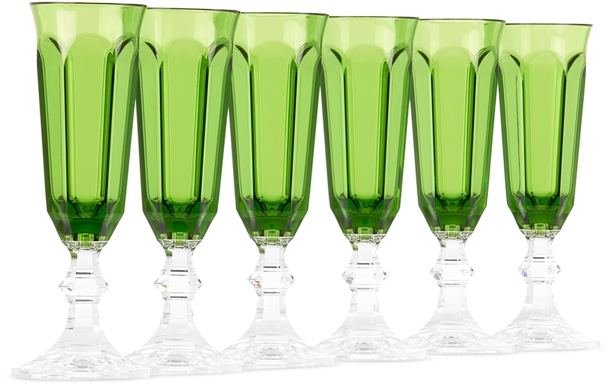 Green Dolce Vita Flute Set, 6 pcs by Mario Luca Giusti on Sale