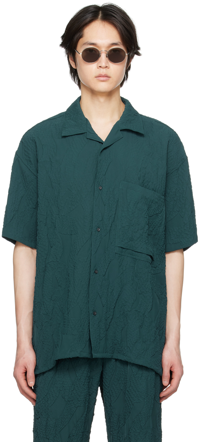 KOZABURO: Green Embossed Shirt | SSENSE