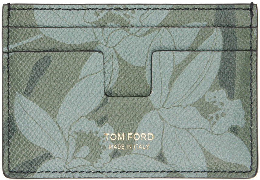 Green Orchid Camo Card Holder by TOM FORD on Sale