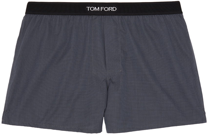 Tom Ford Boxer Gris à Logo En Tricot Jacquard Ssense France