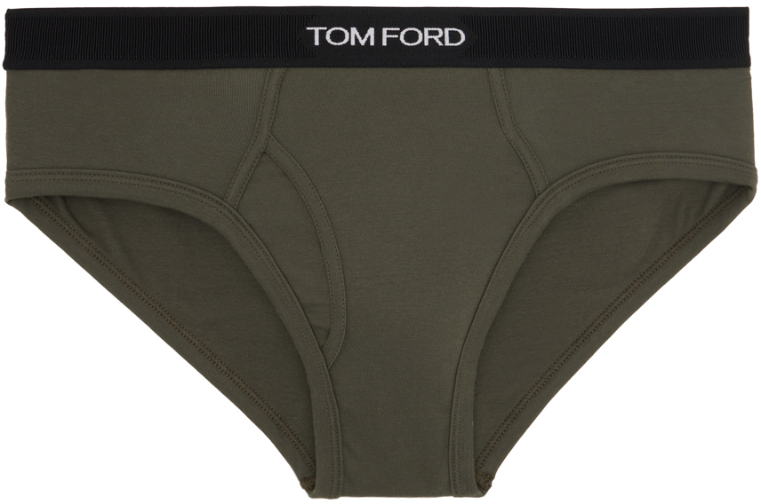 Tom Ford Slip Kaki à Logo En Tricot Jacquard Ssense France