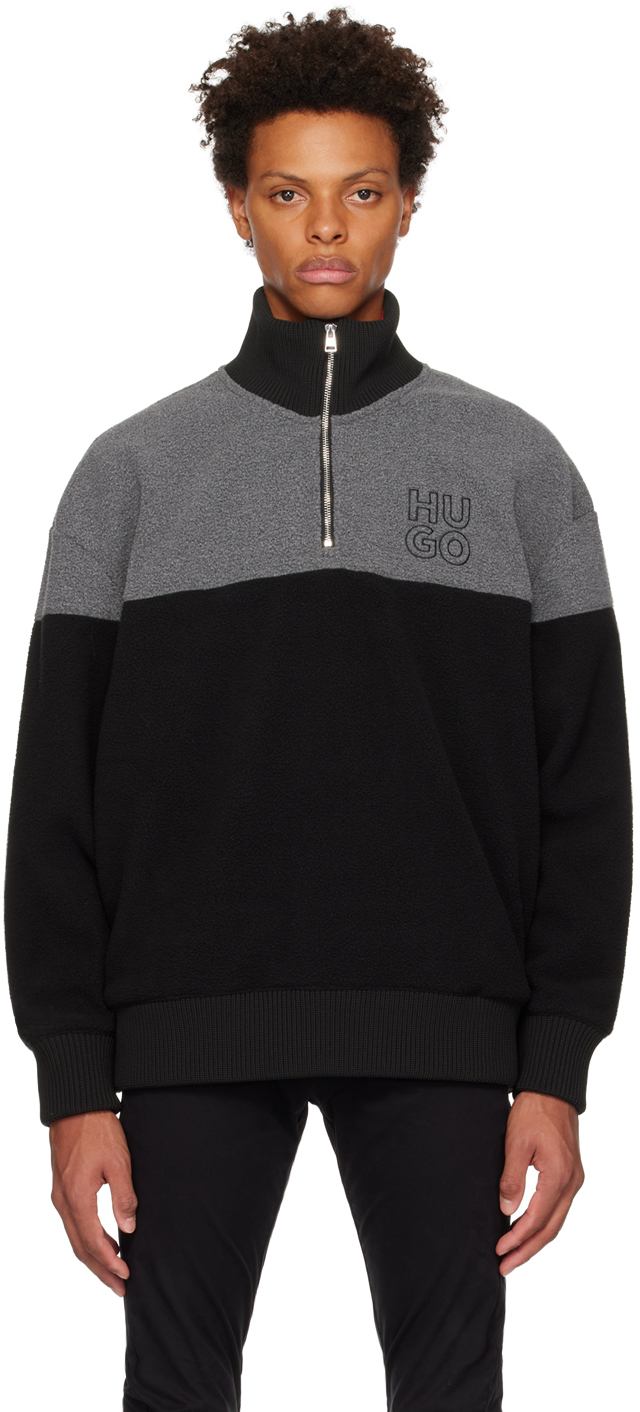 Hugo: Black Stacked Sweater | SSENSE UK