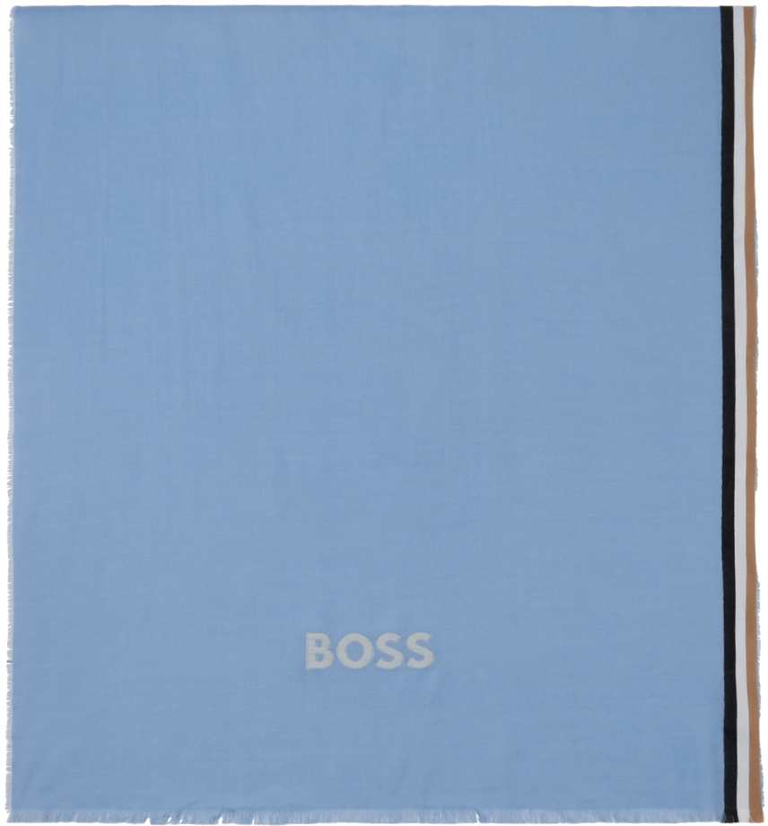 Blue Striped Scarf by BOSS on Sale