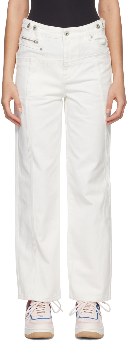 Feng Chen Wang: White Deconstructed Jeans | SSENSE