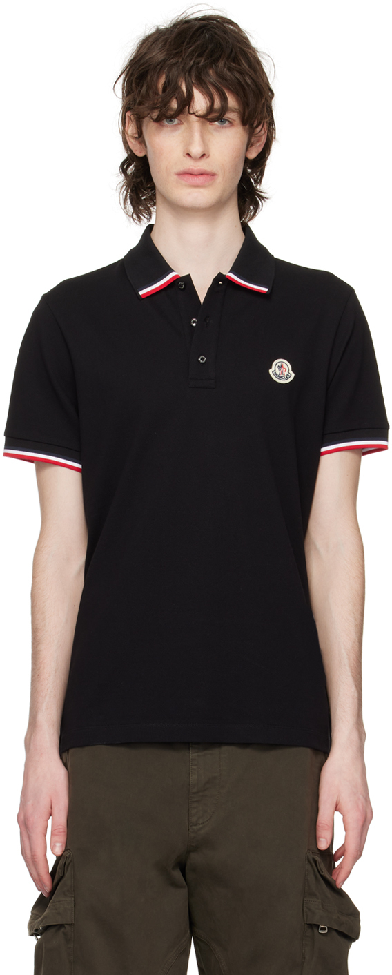 Moncler: Polo noir à trois boutons | SSENSE France