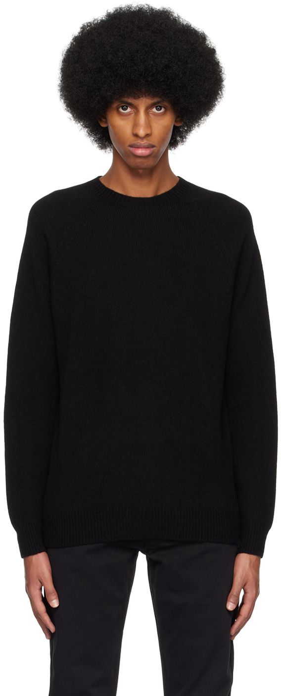 Black Raglan Sweater by Sunspel on Sale