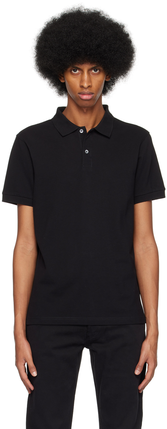 Black Two-Button Polo by Sunspel on Sale