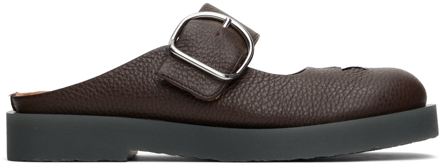 Acne Studios: Brown Buckle Mules | SSENSE Canada