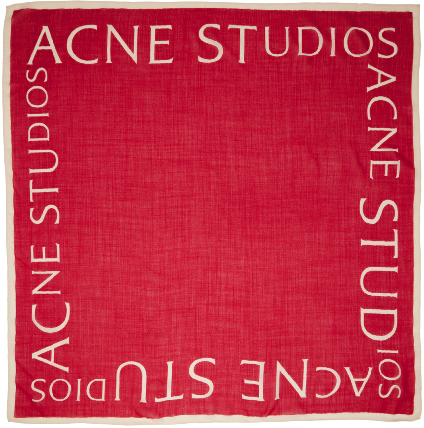 Acne Studios: Red Logo Scarf | SSENSE Canada