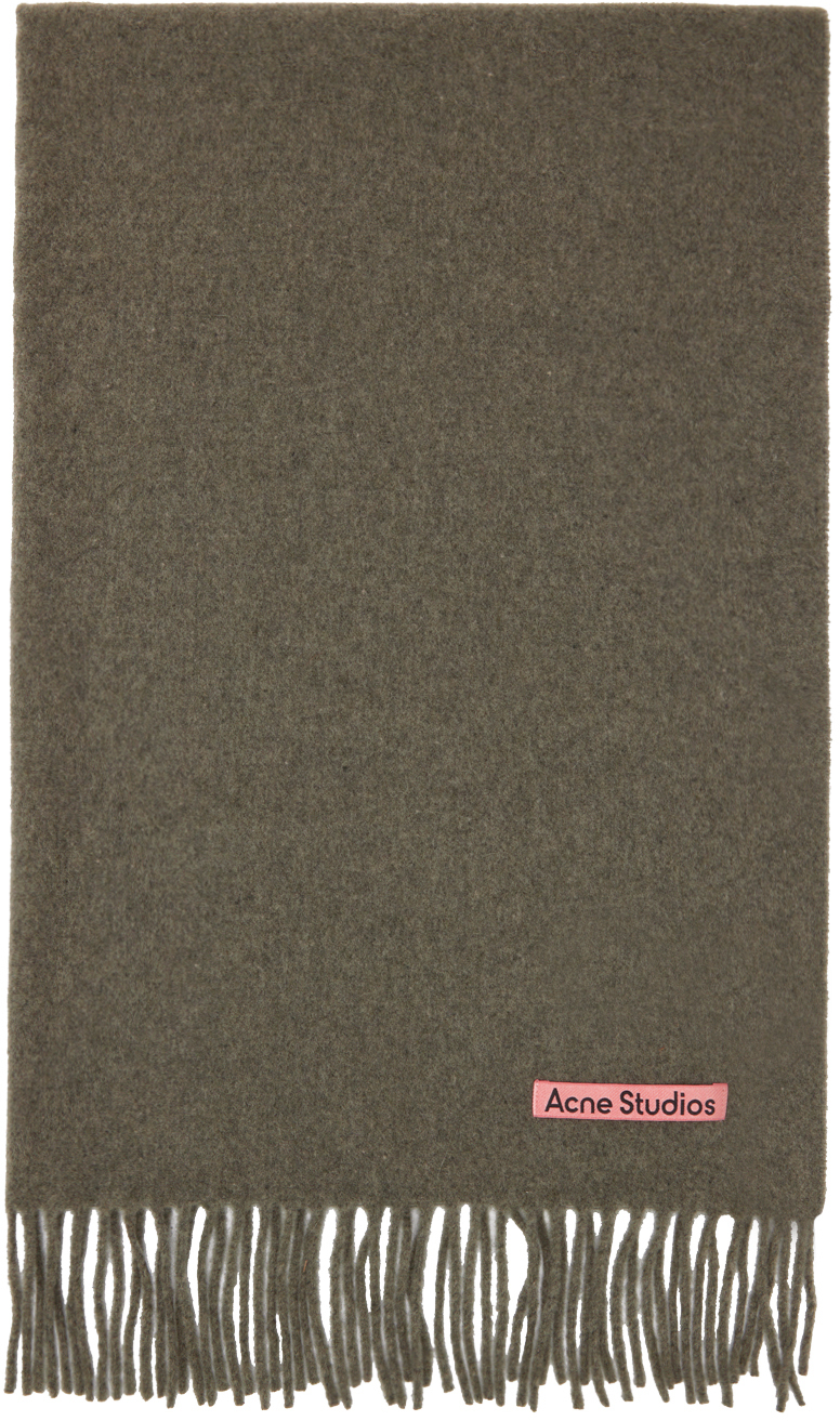 Acne Studios: Khaki Fringe Scarf | SSENSE