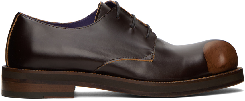 Acne Studios Patchwork Leather Derby Shoes In Cognac Brown,brown | ModeSens