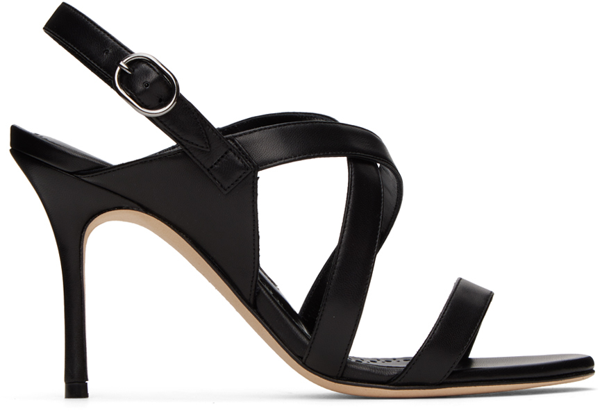 Manolo Blahnik: Sandales à talon aiguille Singanu noires | SSENSE France