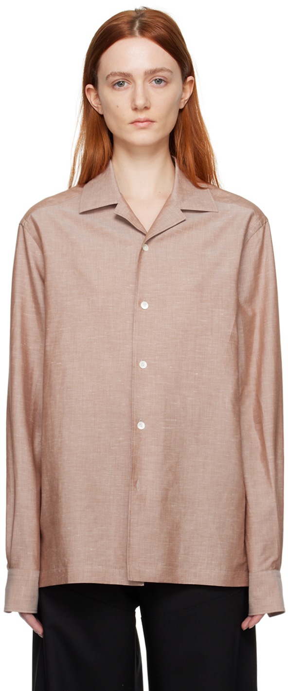 ZEGNA: Beige Crossover Shirt | SSENSE