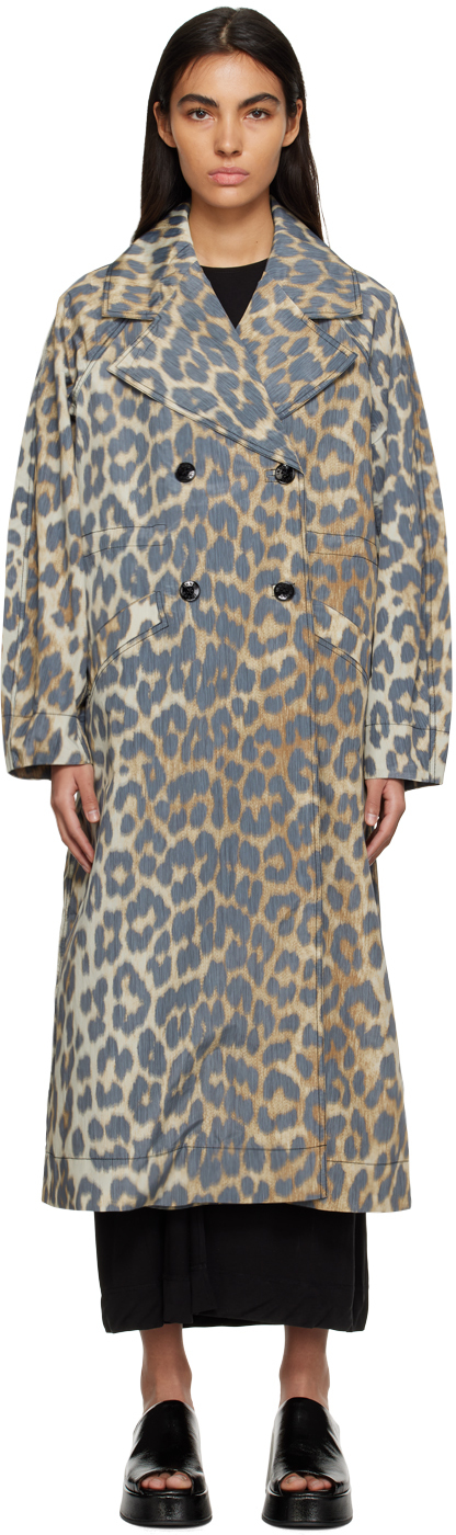 GANNI: Beige Crispy Shell Coat | SSENSE UK