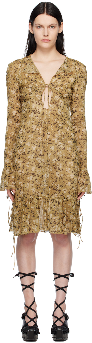 KNWLS: Beige Serpent Midi Dress | SSENSE