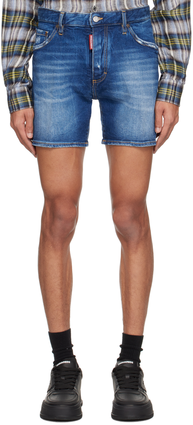 Dsquared2: Short Dan Commando bleu en denim | SSENSE France