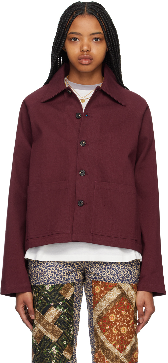 Burgundy Carr Jacket by Bode on Sale
